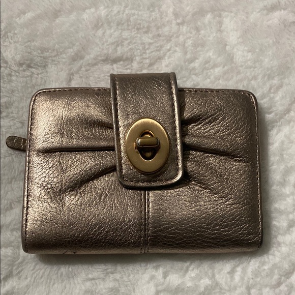 Coach | Bags | Coach Metallic Gold Wallet With Clasp | Poshmark